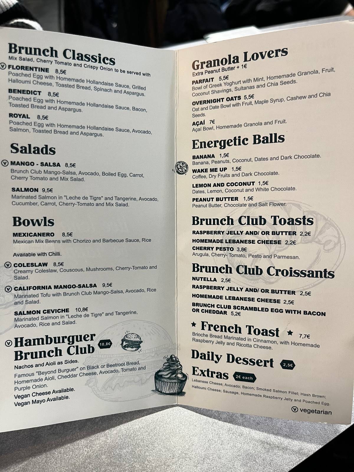 Menu at Brunch Club, Funchal