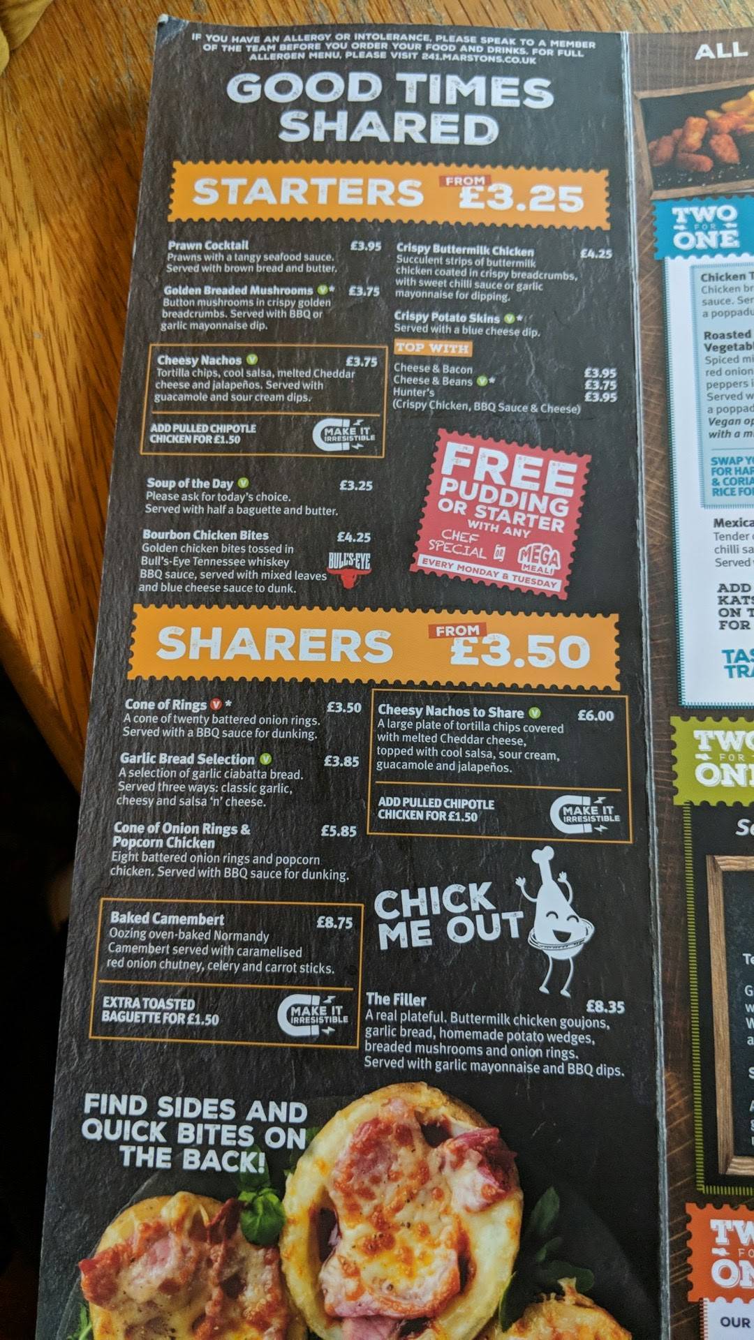 Menu at Bumble Bee pub & bar, Fleur-de-lis