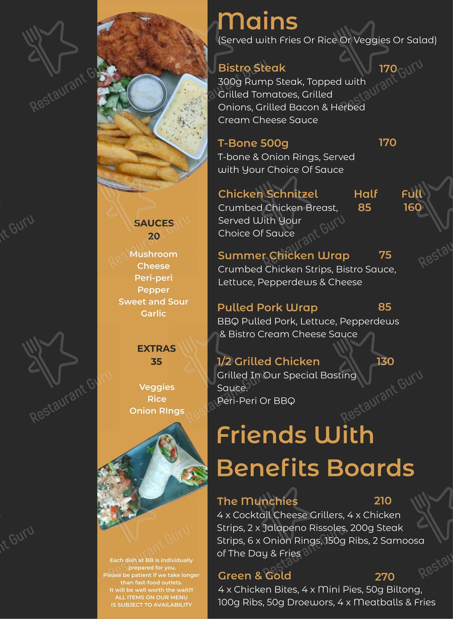 Menu at Butter Bistro restaurant, Mokopane