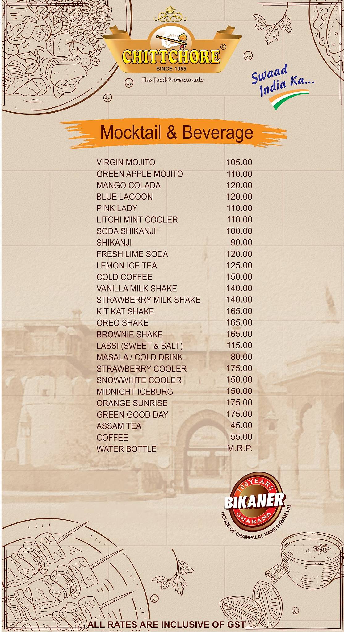 Menu at CHITTCHORE- BIKANER GHARANA- RESTAURANT., Guwahati