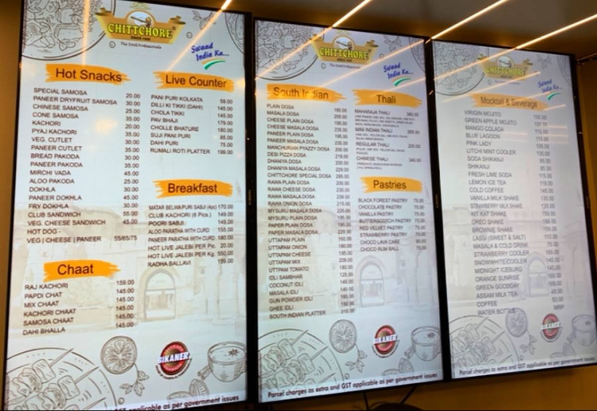 Menu at CHITTCHORE- BIKANER GHARANA- RESTAURANT., Guwahati