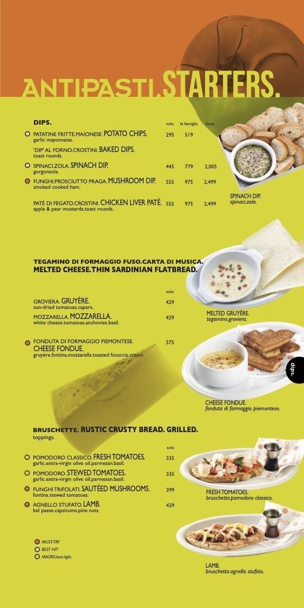 Menu at CIBO - Glorietta 4 restaurant, Makati, Glorietta 4