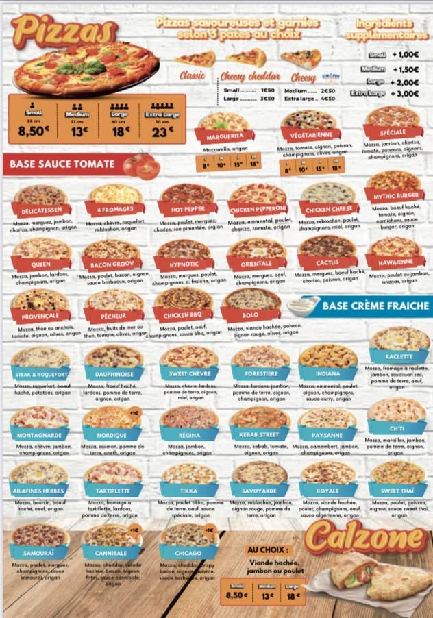 Menu at CRAZY PIZZA pizzeria, Bernay