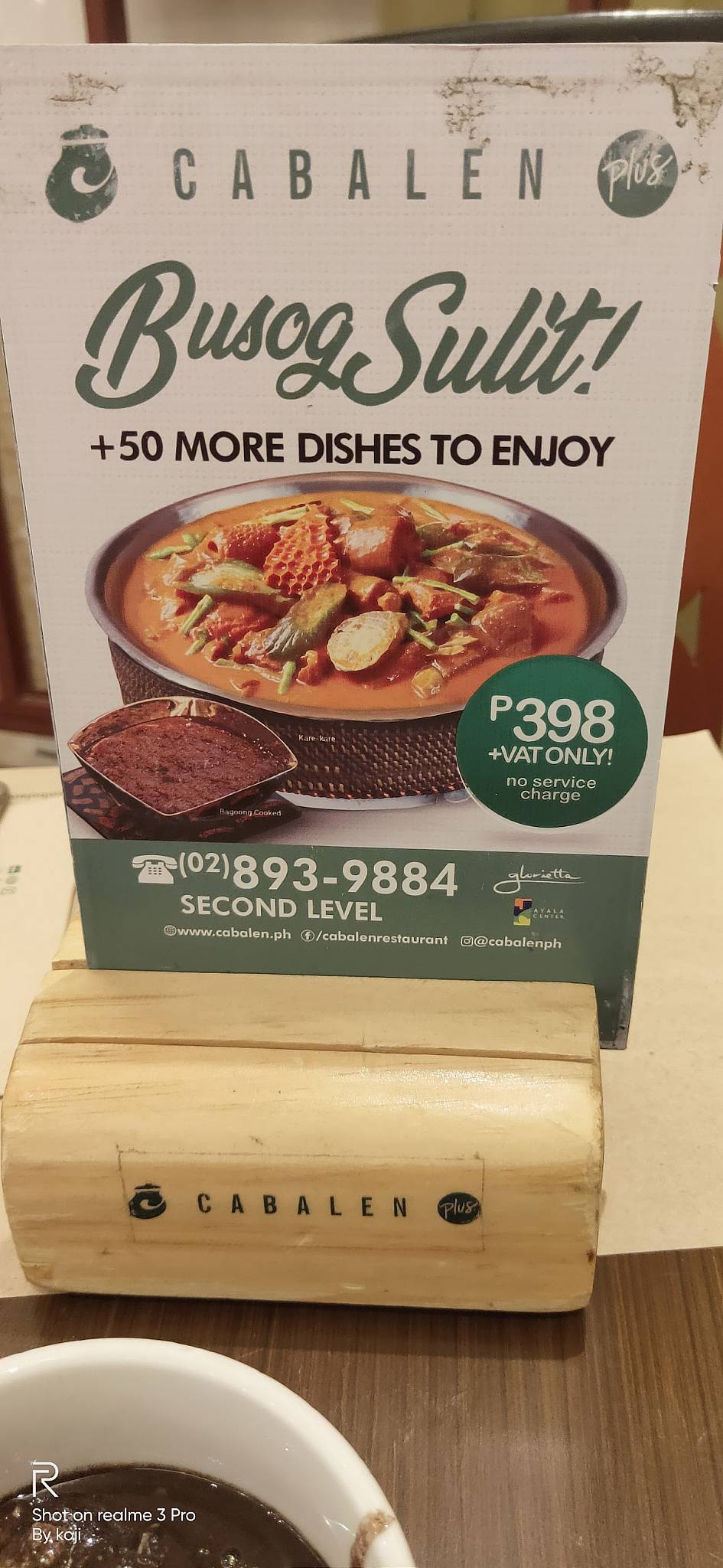 Menu at Cabalen Plus Glorietta 2 restaurant, Makati