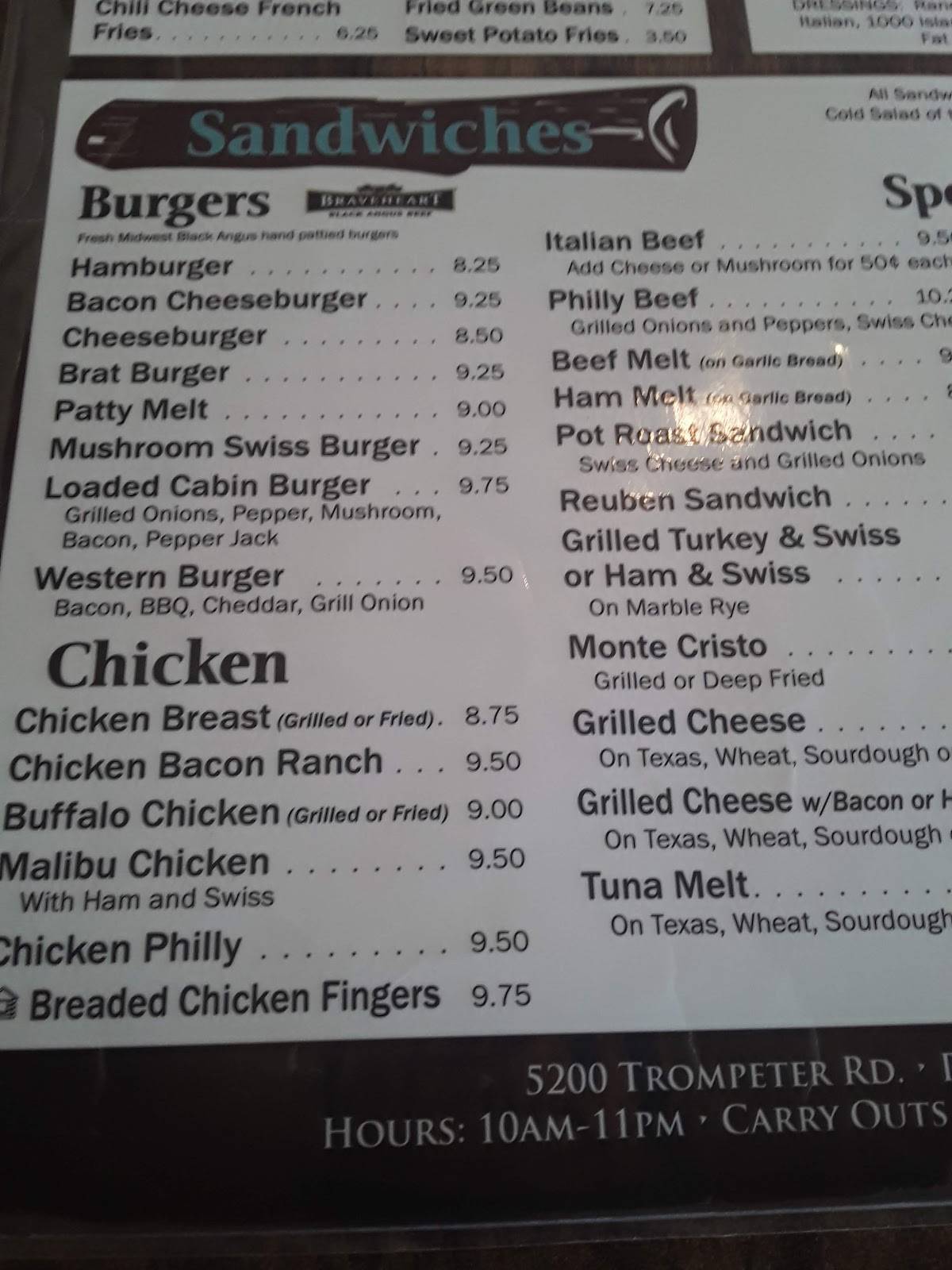 Menu at Cabin Fever Bar & Grill, Peru
