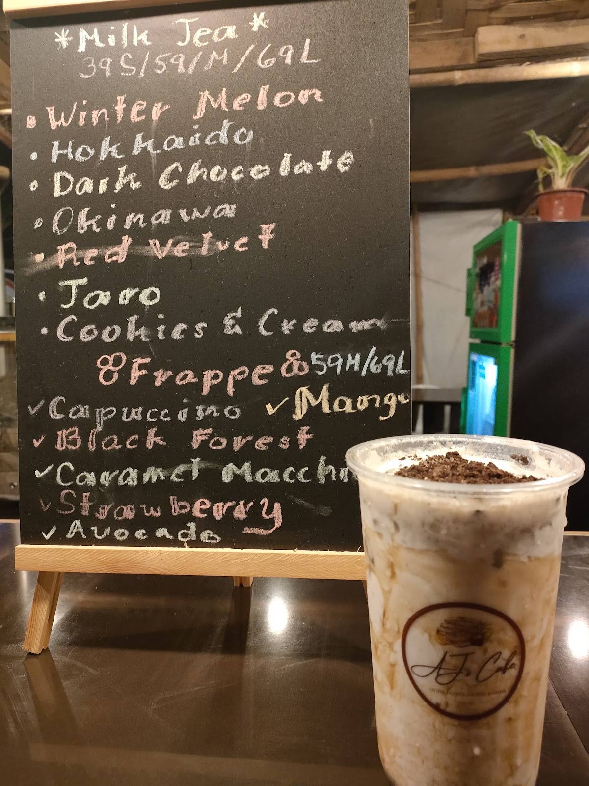 Menu at AJ's cafe, Valencia City