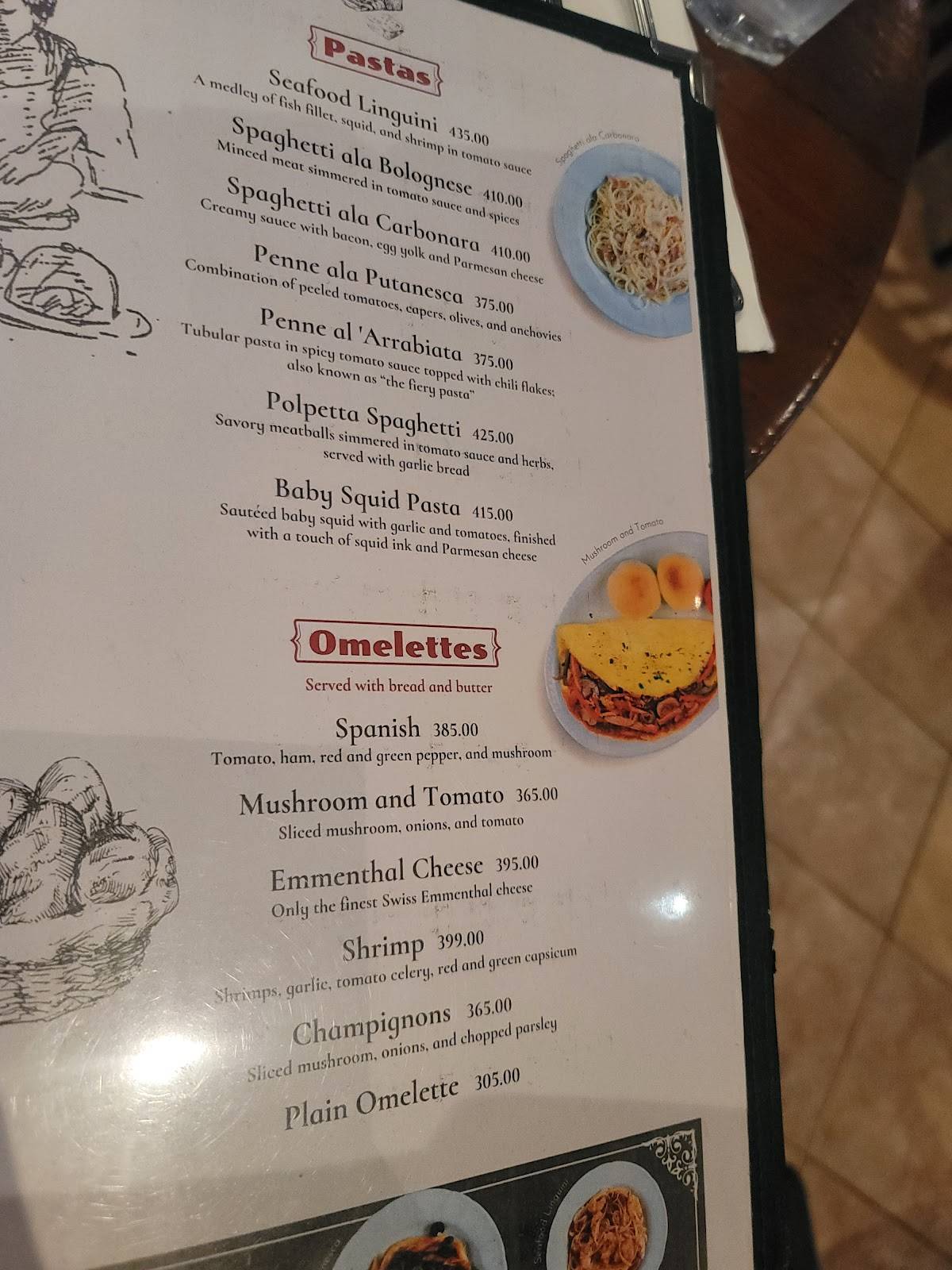 Menu at Cafe Adriatico, Manila, M. Adriatico St