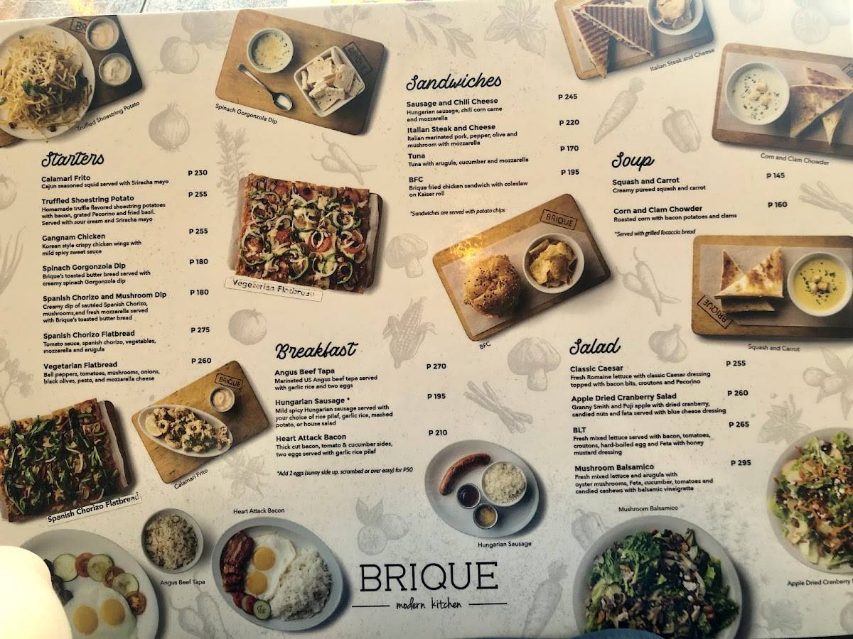 Menu at Brique Modern Kitchen cafe, Cebu City, ayala center cebu