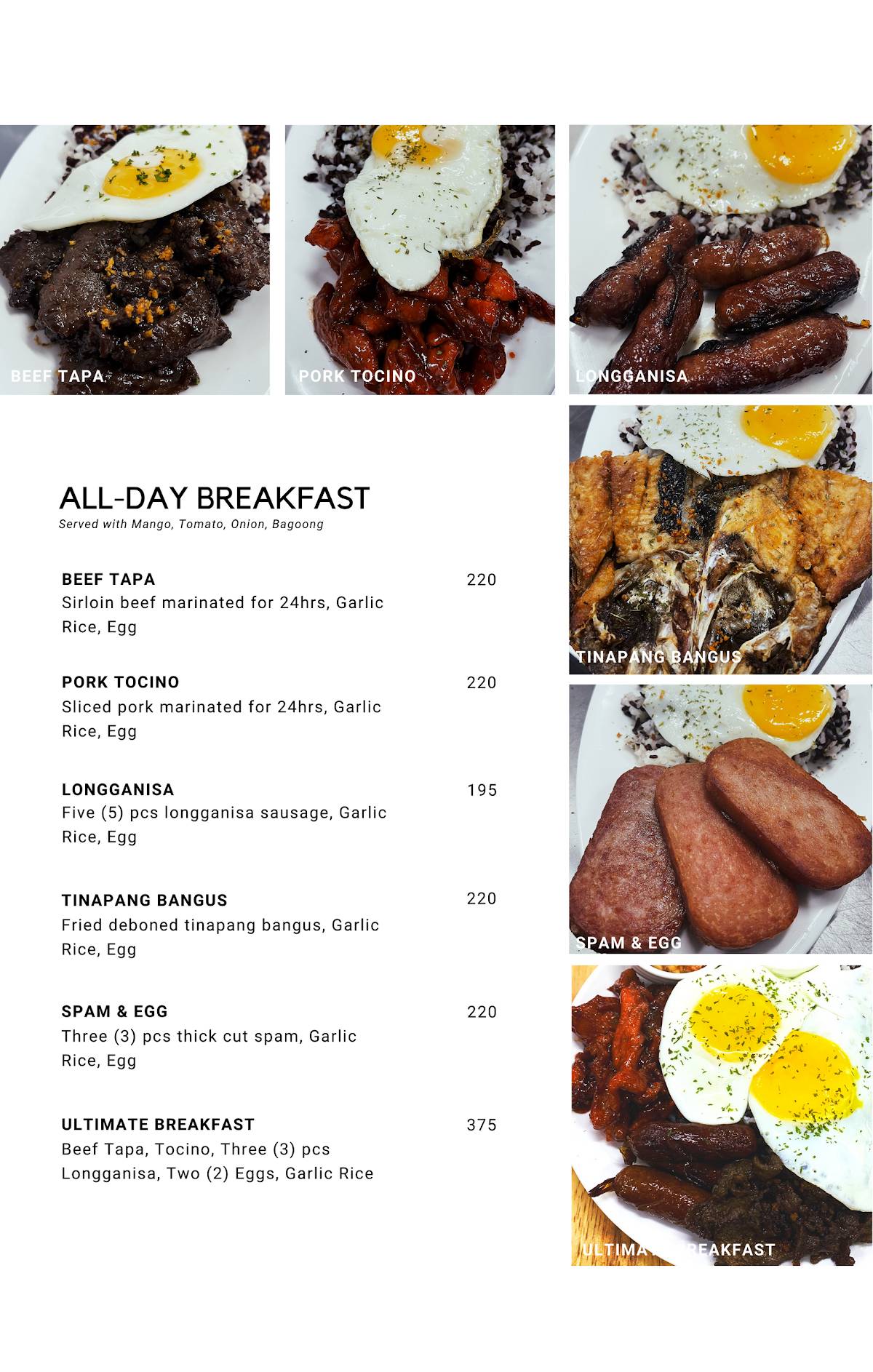 Menu at Café Natalia cafe, City of Balanga
