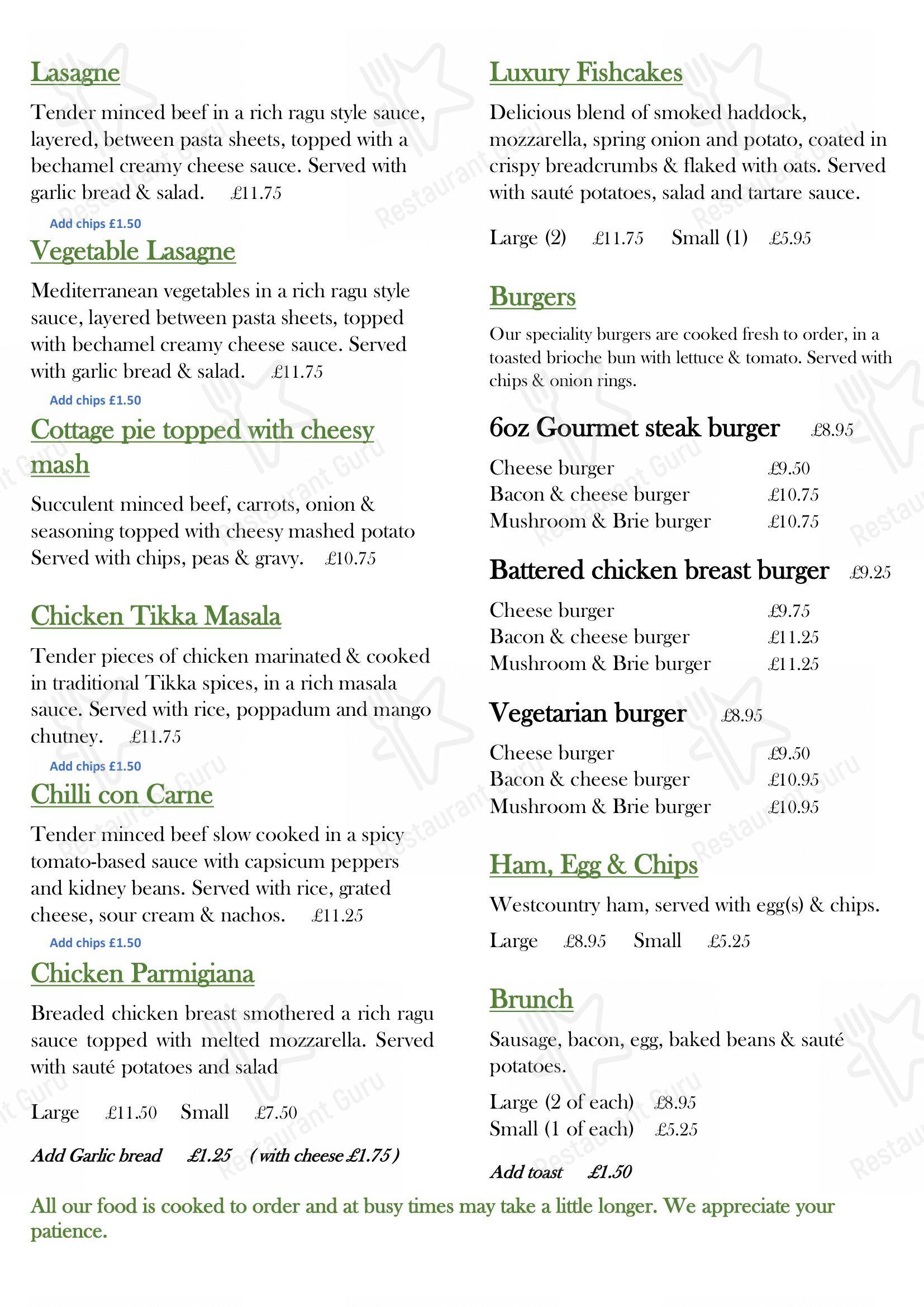 Menu at Cafe 33 brean, Brean