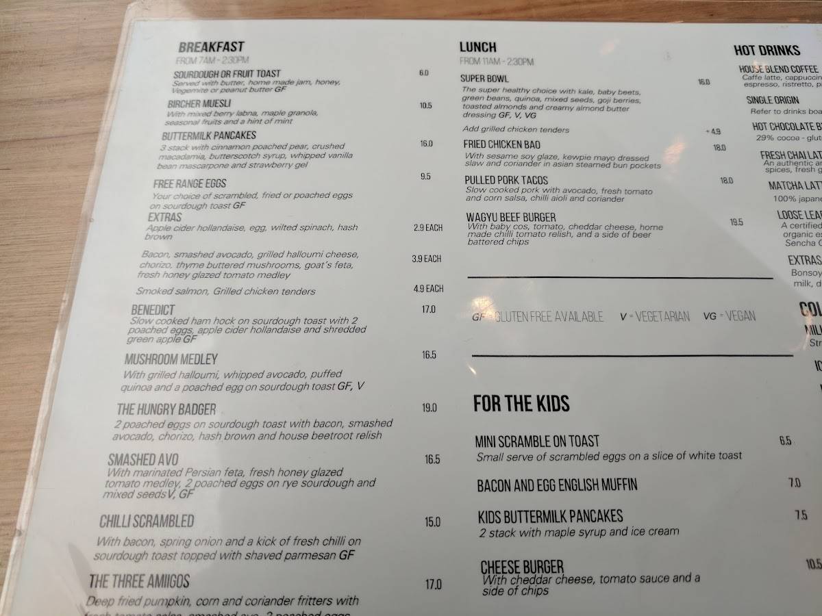 Menu at Cafe Rubix, Box Hill North