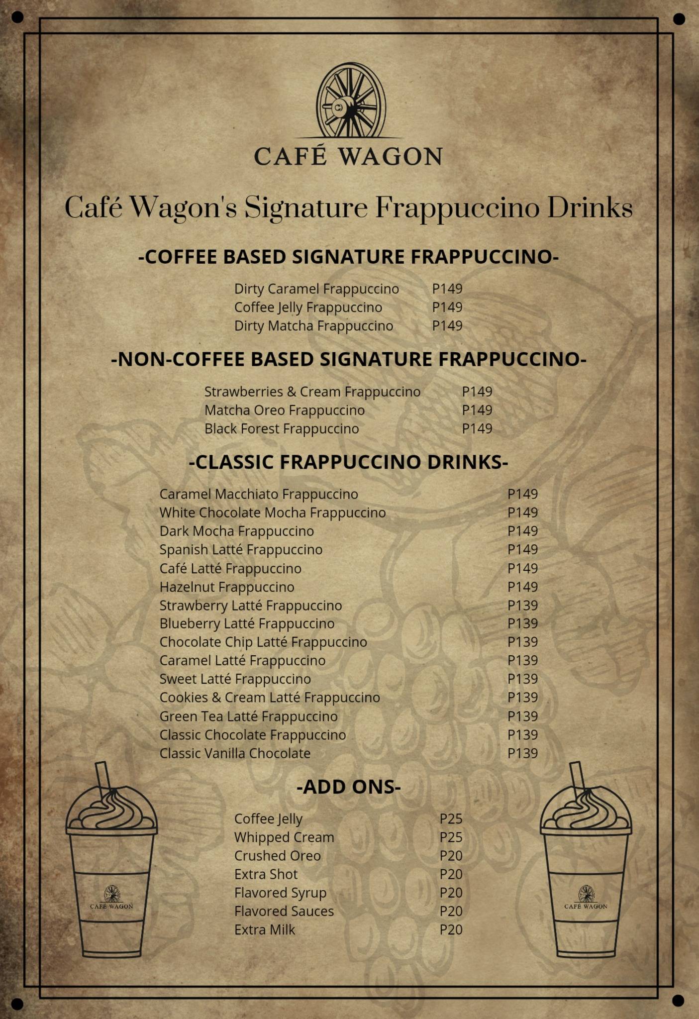 Menu at Cafe Wagon Tarlac, Tarlac City