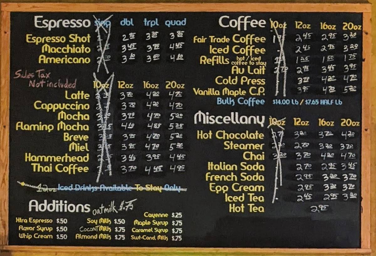 Menu at Caffetto Coffee House, Minneapolis