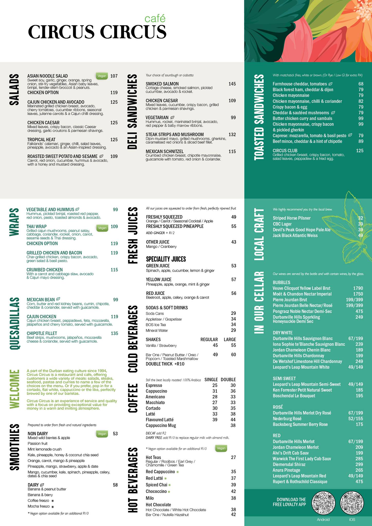 Menu at Circus Circus Gateway restaurant, Durban North, Shop G020