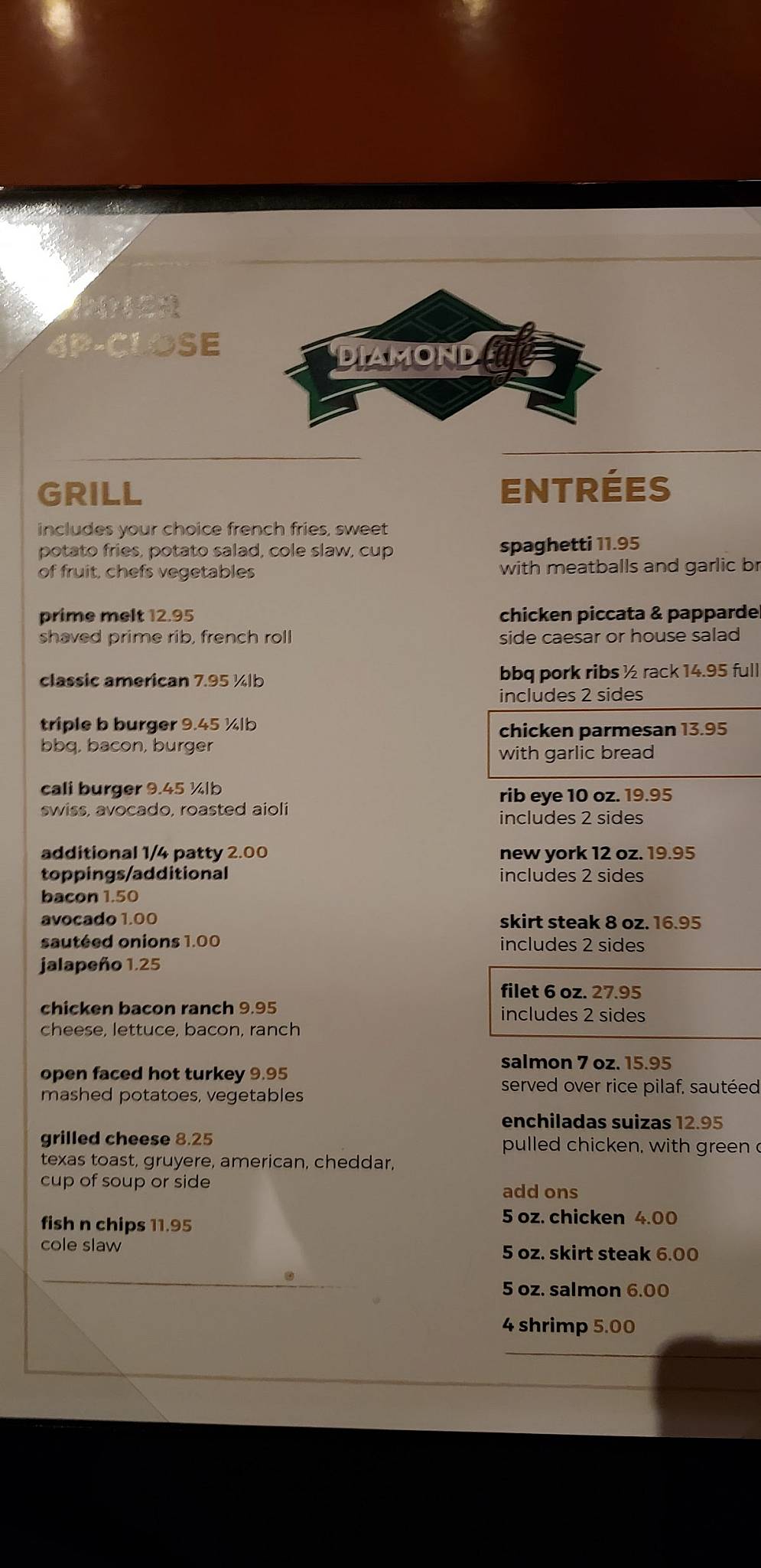 Menu at Diamond Cafe, Tucson, 7350 S Nogales Hwy