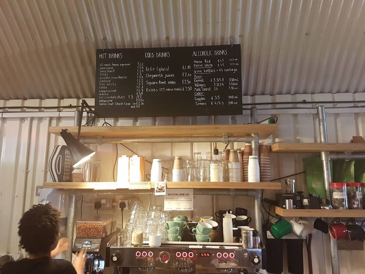 Menu at E5 Bakehouse cafe, London