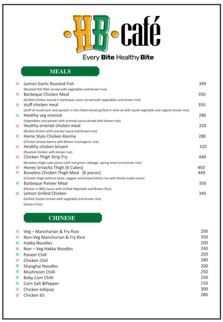 Menu at H.B. Cafe, Greater Noida