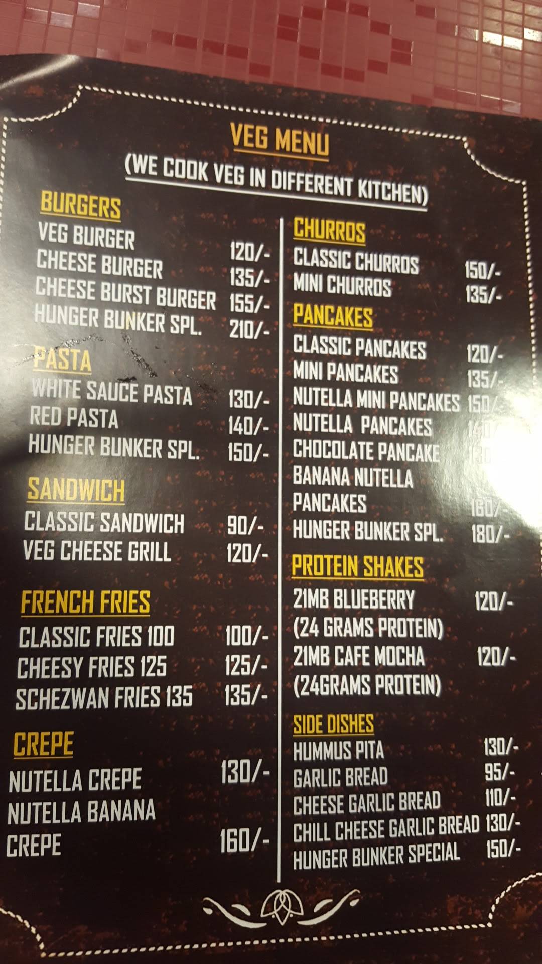 Menu at Cafe Hunger Bunker, Mumbai, shop no 2 hilal building