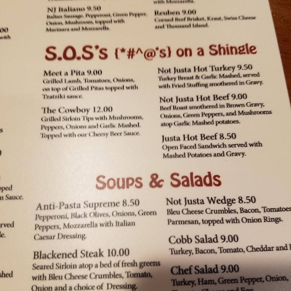 Menu at Not Justa Cafe, New Richmond