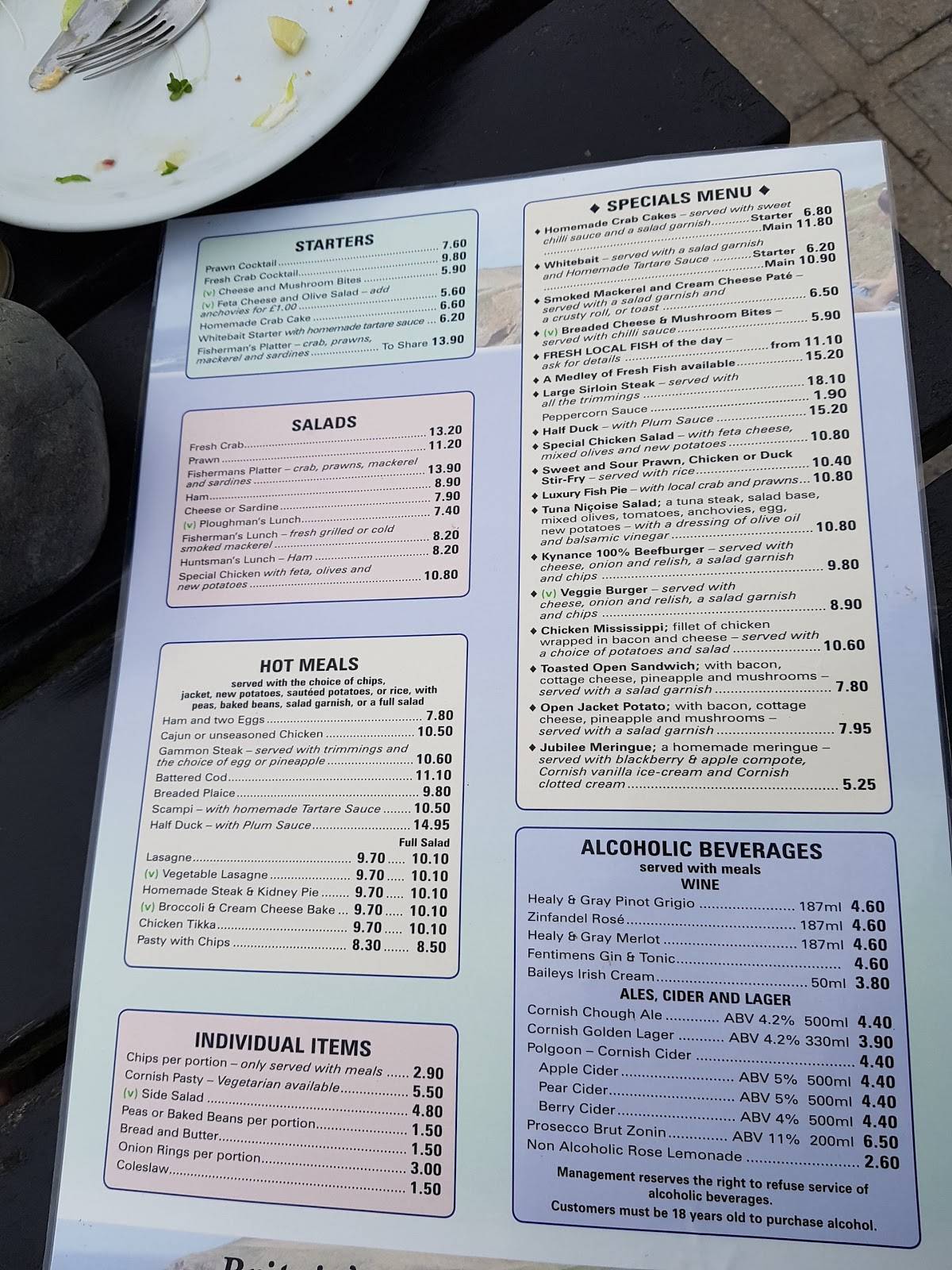 Menu at Polpeor Cafe, Grade-Ruan, National Trust - Lizard Point