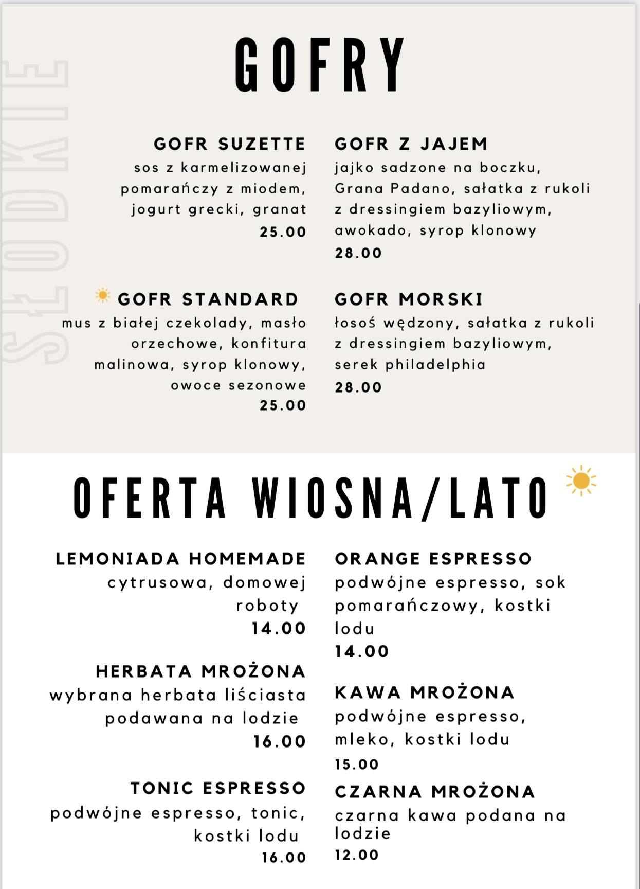 Menu at Take a break - coffee cafe, Oswiecim