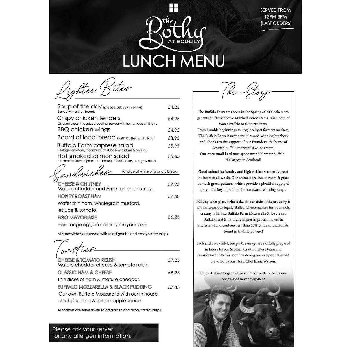 Menu at The Bothy at Boglily cafe, Kirkcaldy