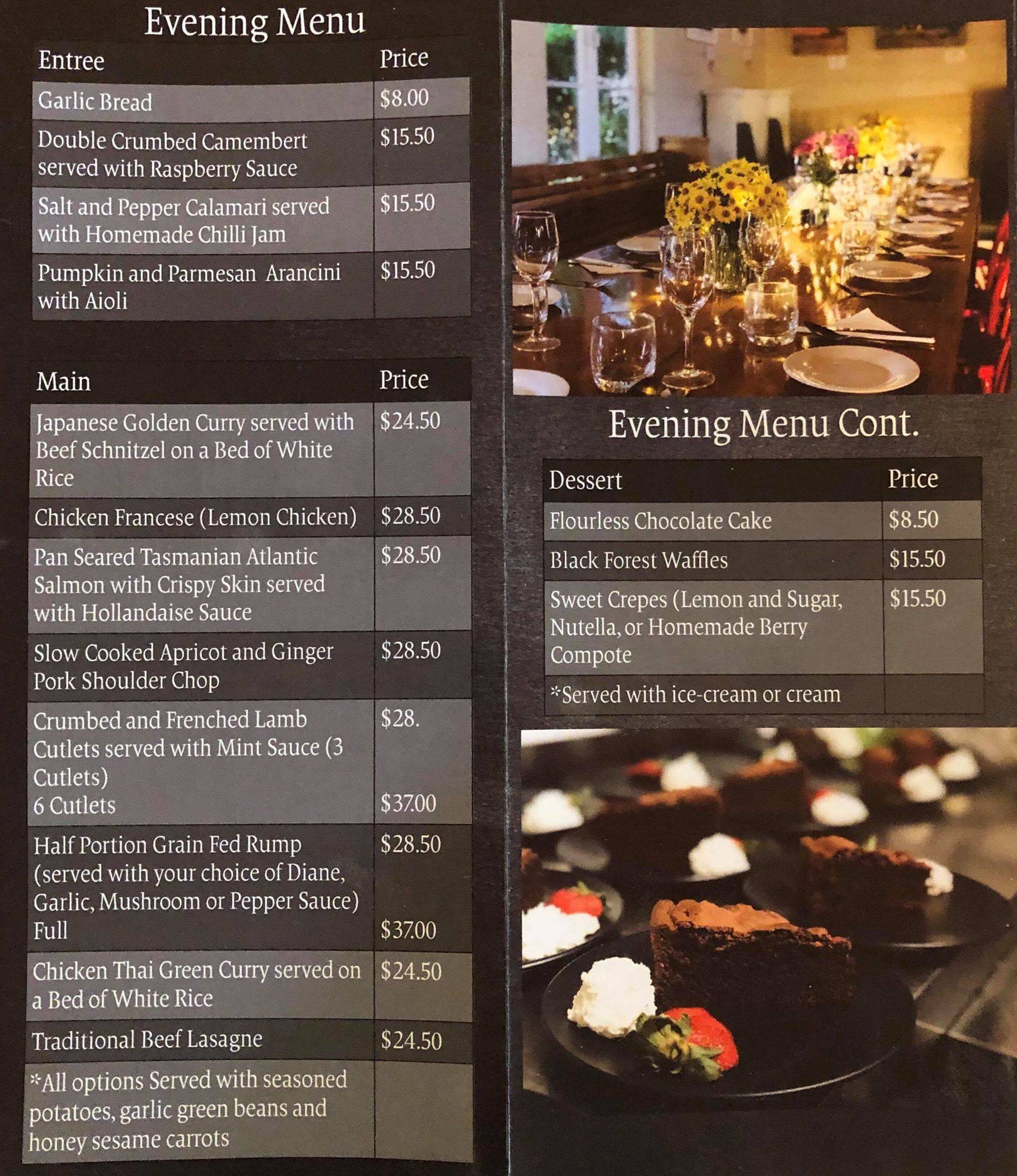 Menu at The Lodge On Hawthorn cafe, Blackall