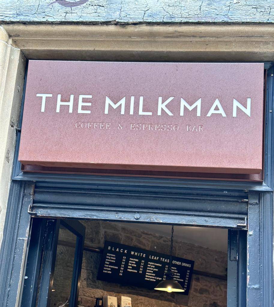 Menu at The Milkman cafe, Edinburgh, 7 Cockburn St