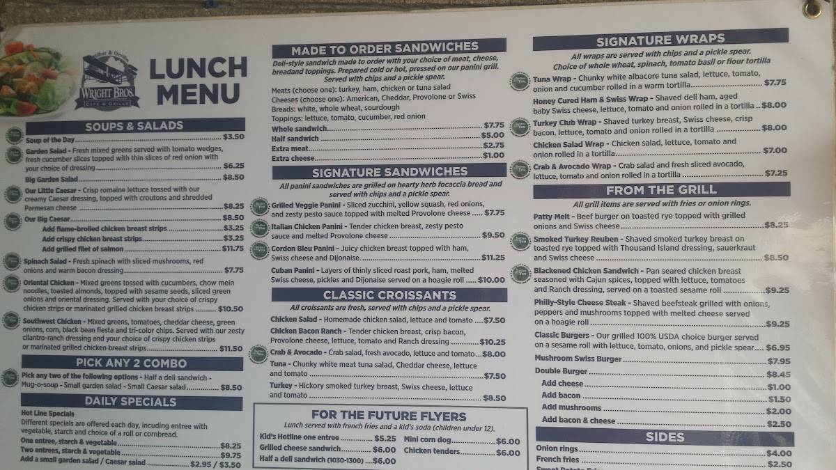 Menu at Wright Brothers Cafe, Honolulu