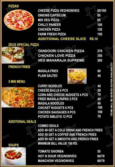 Menu at Zeus, New Delhi, Shop 2