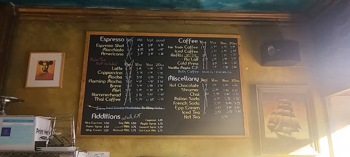 Menu at Caffetto Coffee House, Minneapolis
