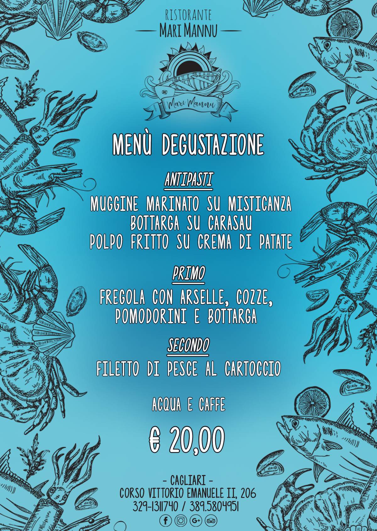 Menu at Ristorante Mari Mannu, Cagliari