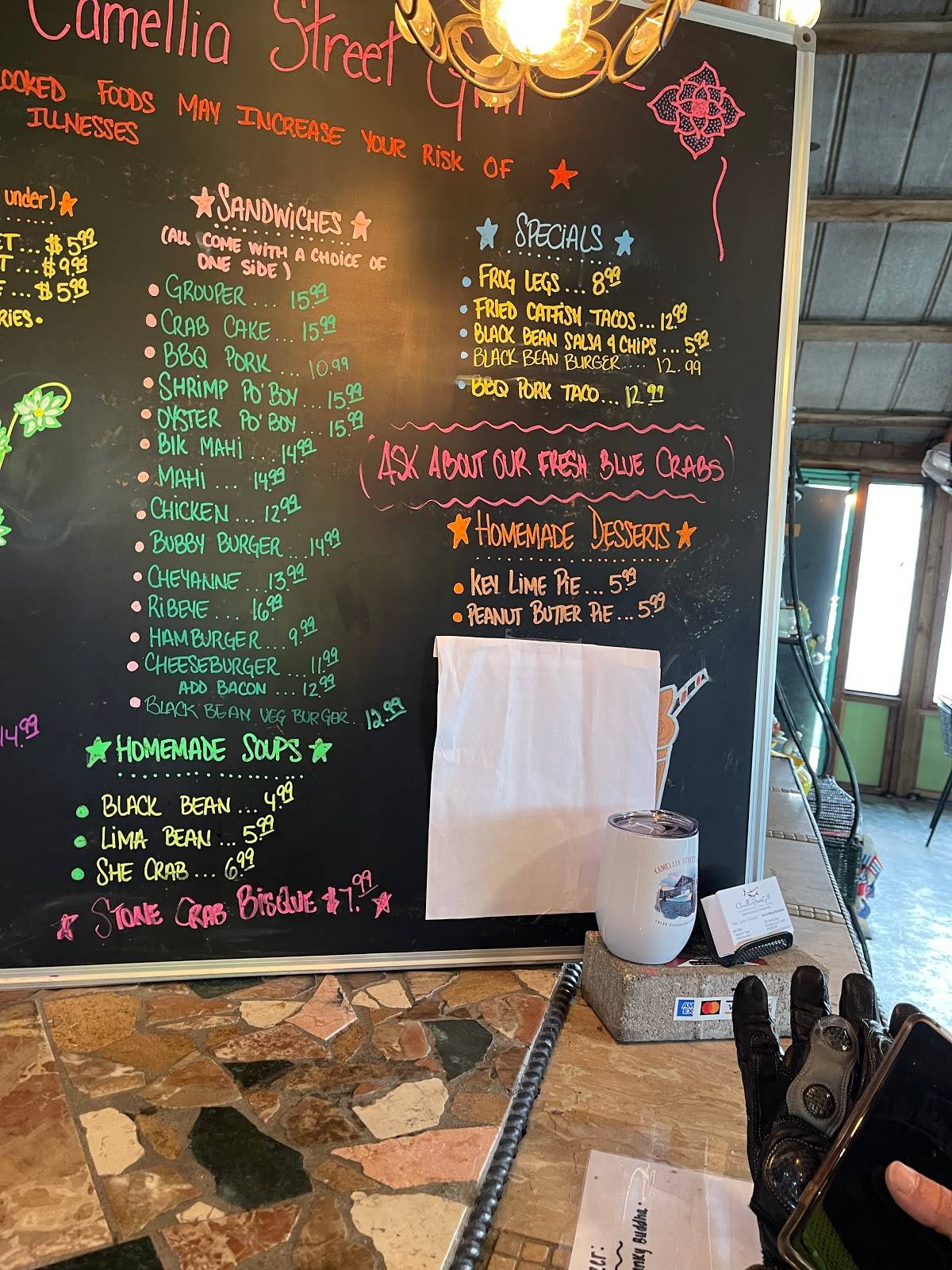 Menu at Camellia Street Grill restaurant, Everglades City, 202 Camellia ...