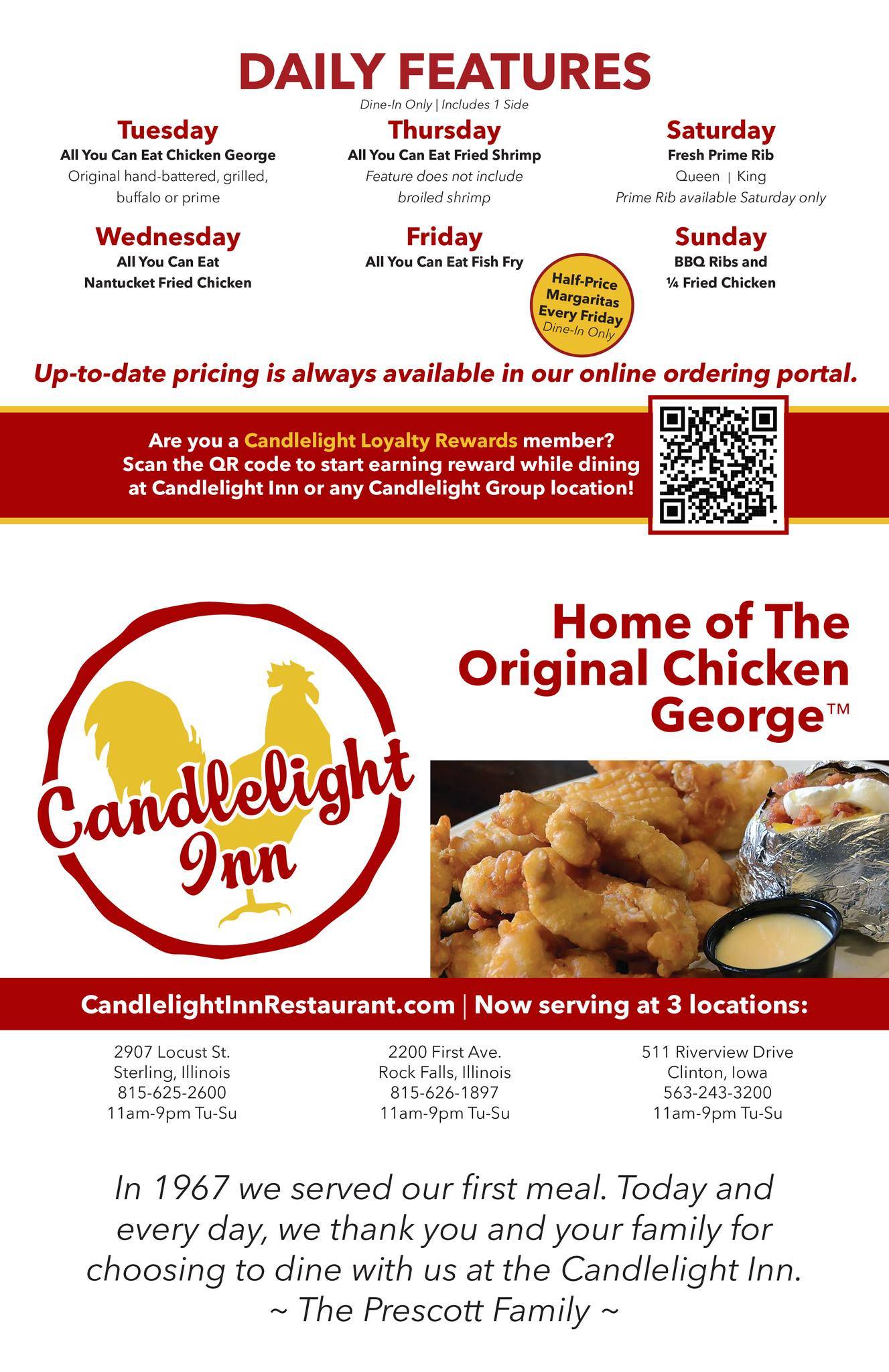 Menu at Candlelight Inn Restaurant - Clinton Iowa, Clinton