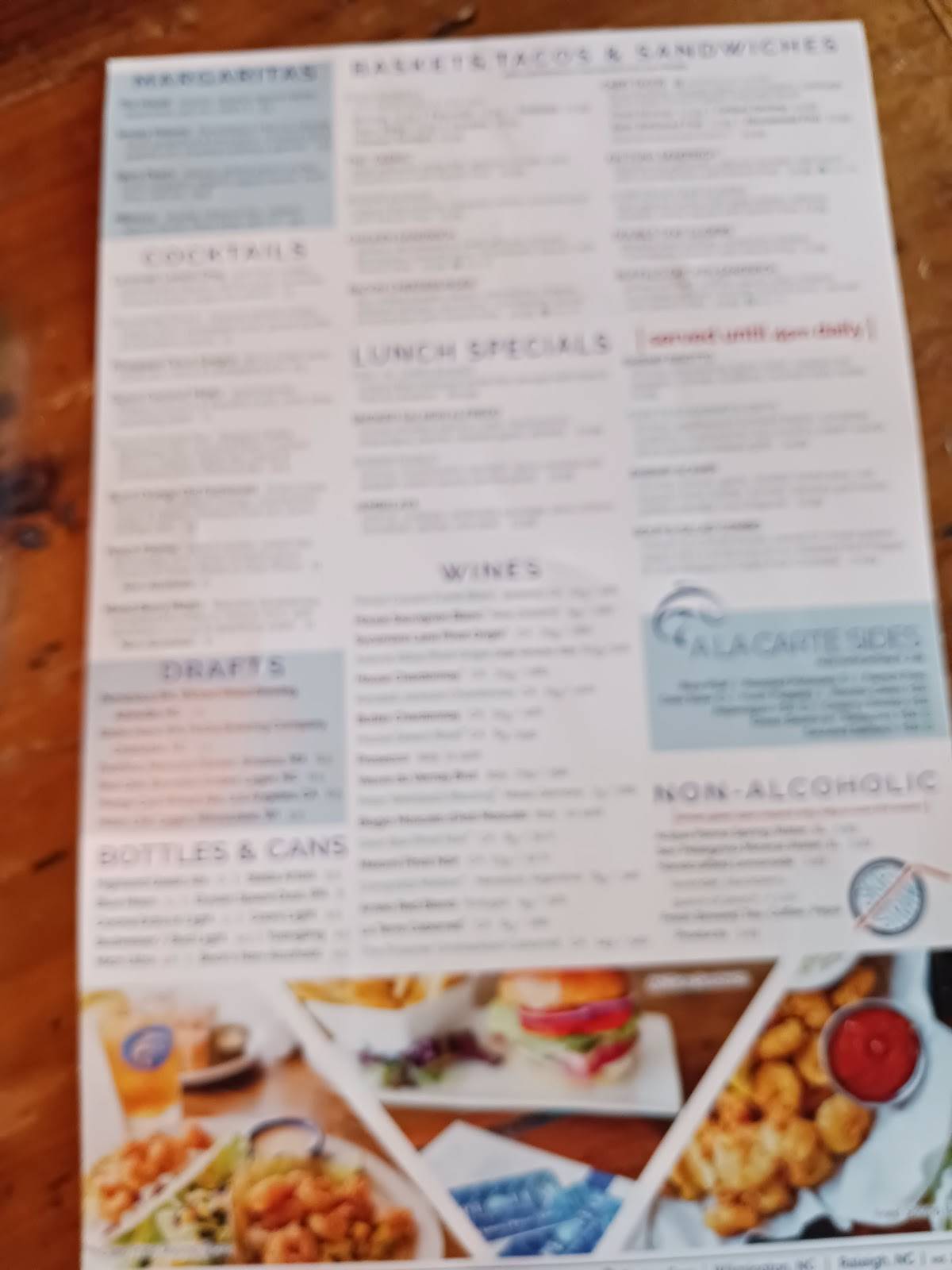 Menu at Cape Fear Seafood Company restaurant, Raleigh, 832 Spring Forest Rd