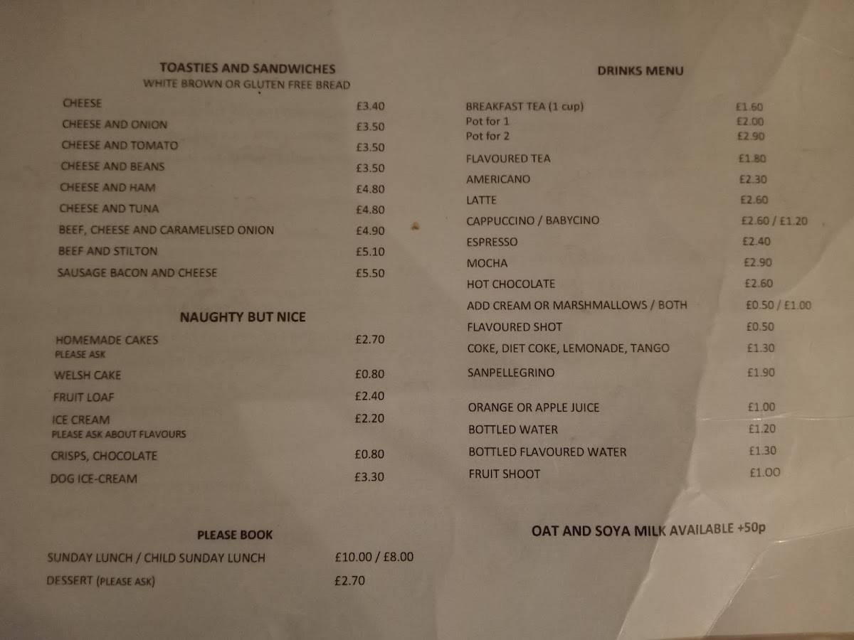 Menu at Forest Cafe, Cardiff