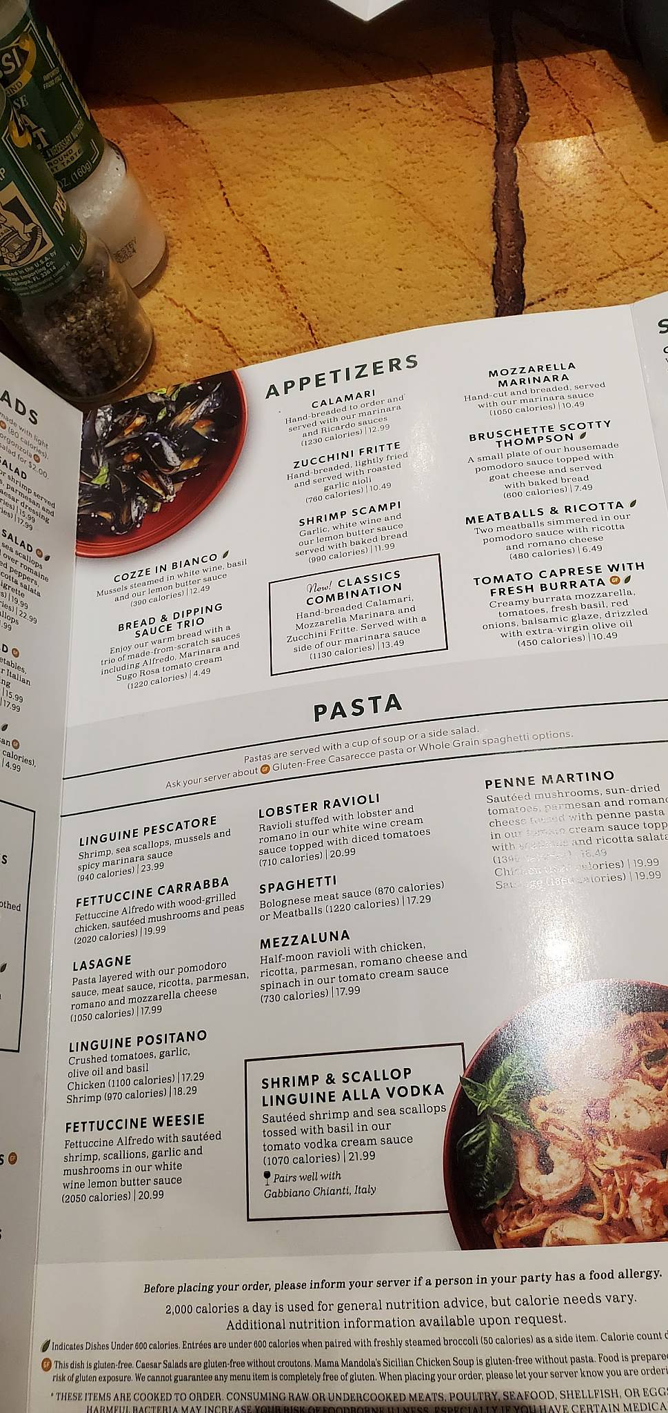 Menu at Carrabba's Italian Grill restaurant, Oro Valley, N Oracle Rd