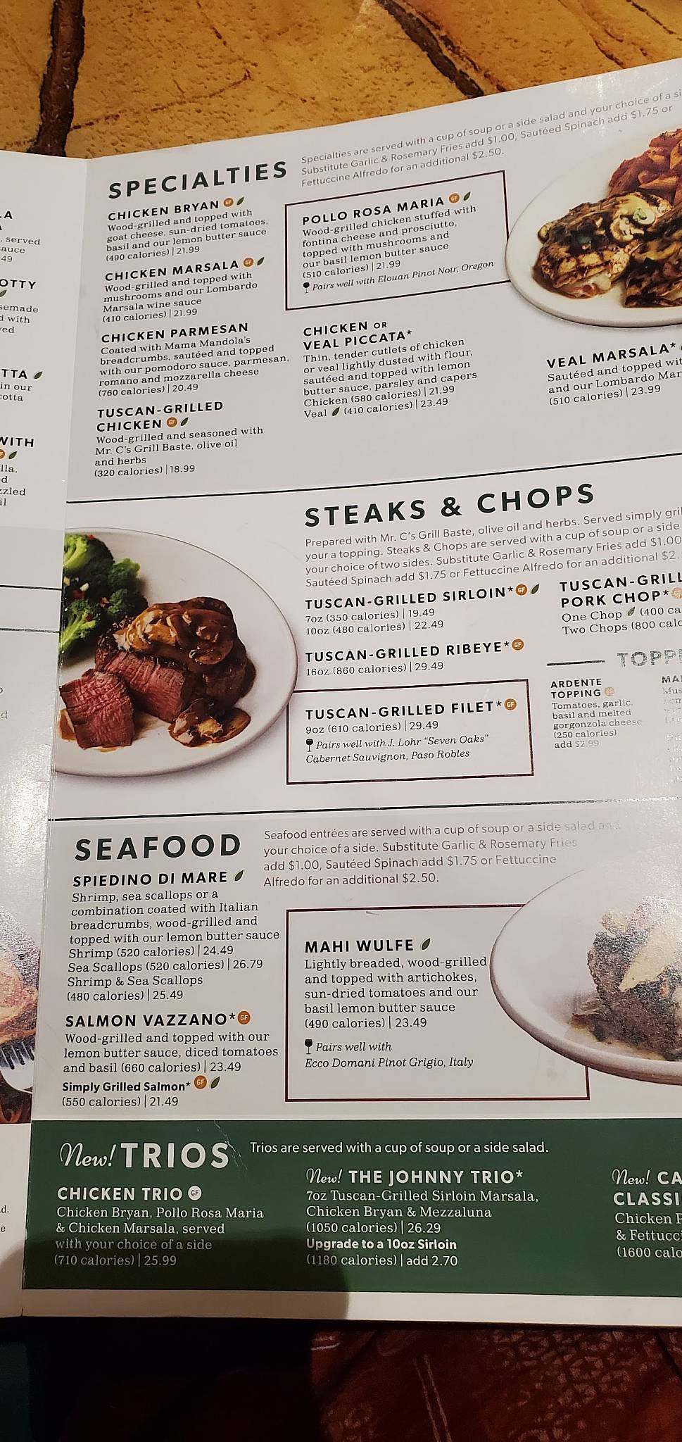 Menu at Carrabba's Italian Grill restaurant, Oro Valley, N Oracle Rd