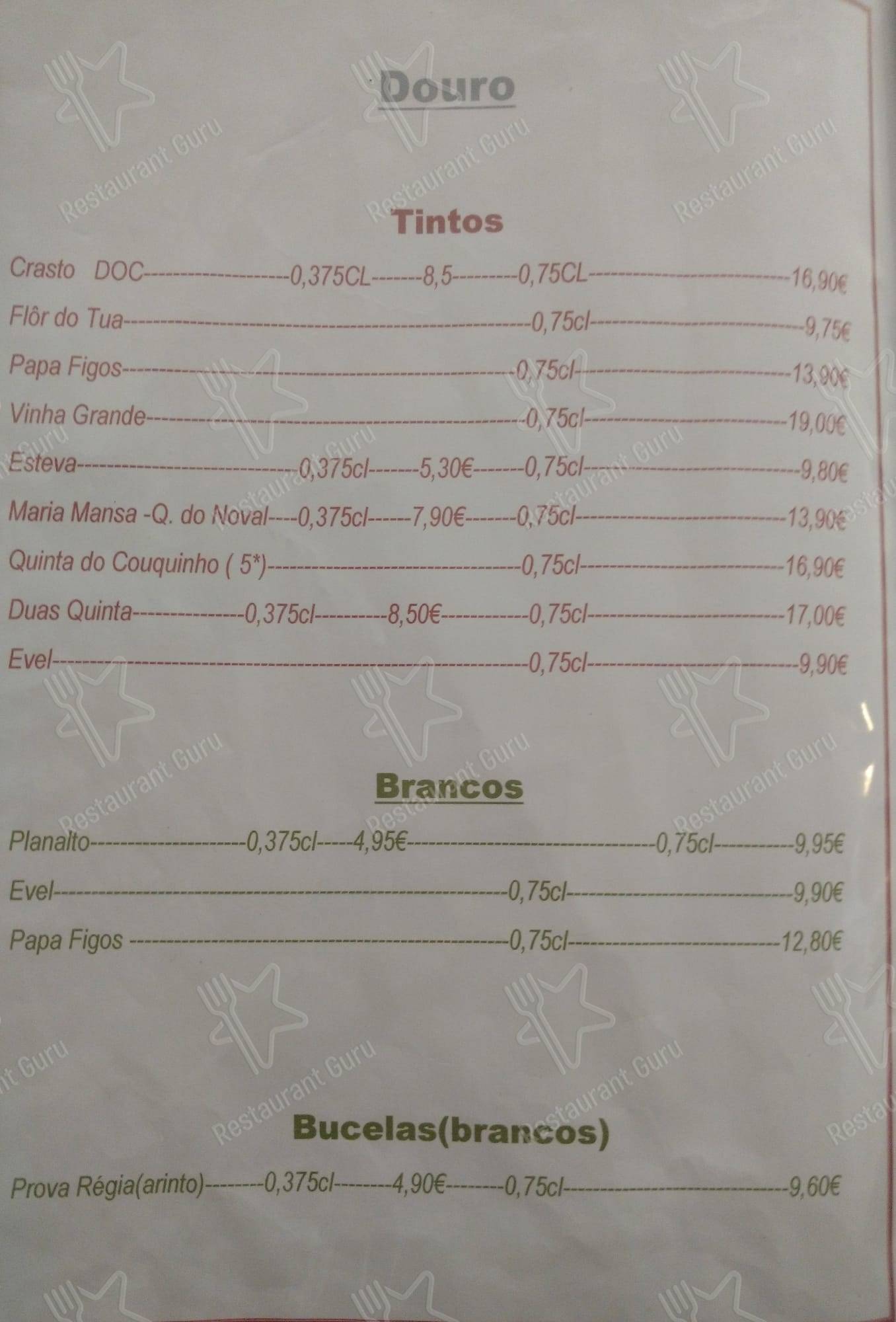 Menu em Carvoeiro de Carnide restaurante, Lisboa, R. Neves Costa 39