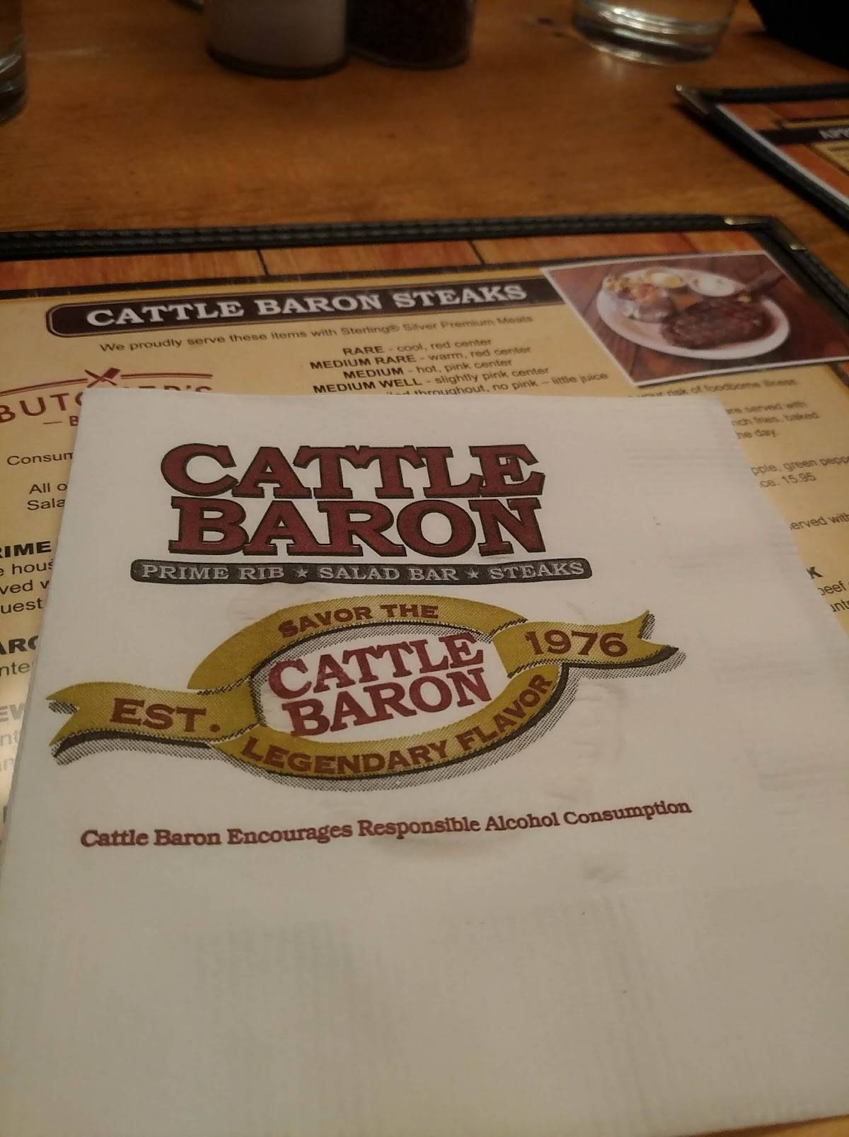 Menu at Cattle Baron, Las Cruces