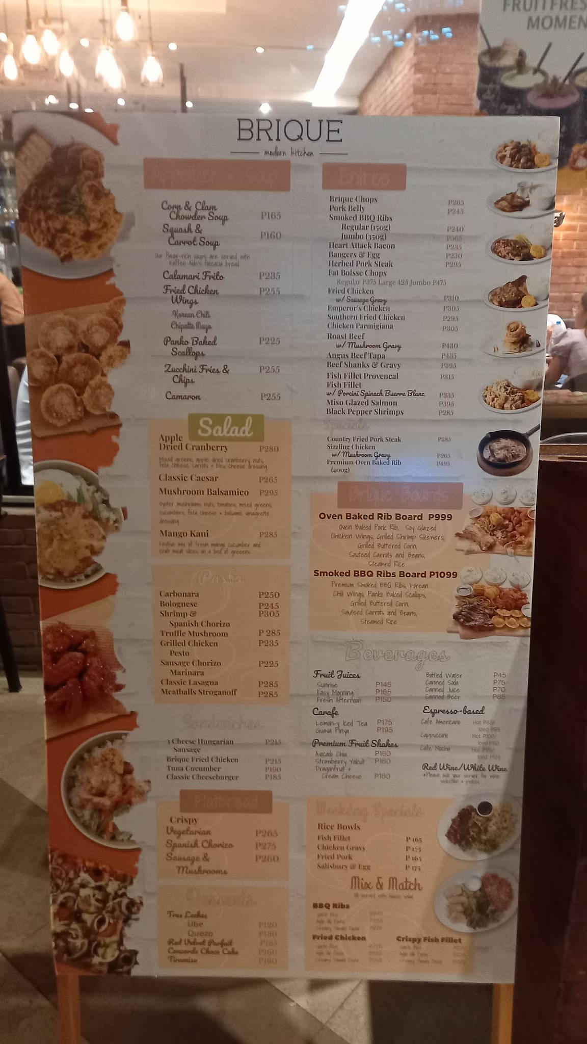 Menu at Brique Modern Kitchen cafe, Cebu City, ayala center cebu