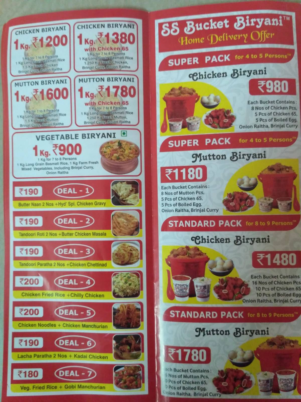 Menu at SS Hyderabad Biryani Thirumullaivoyal, Chennai, No. 52