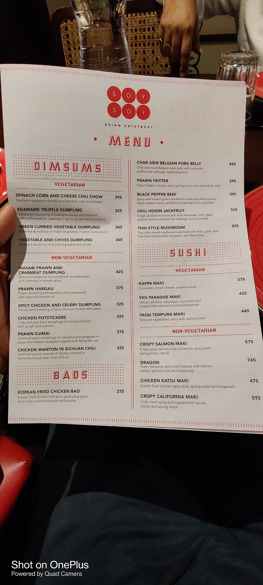 Menu at Soy Soi, Chennai