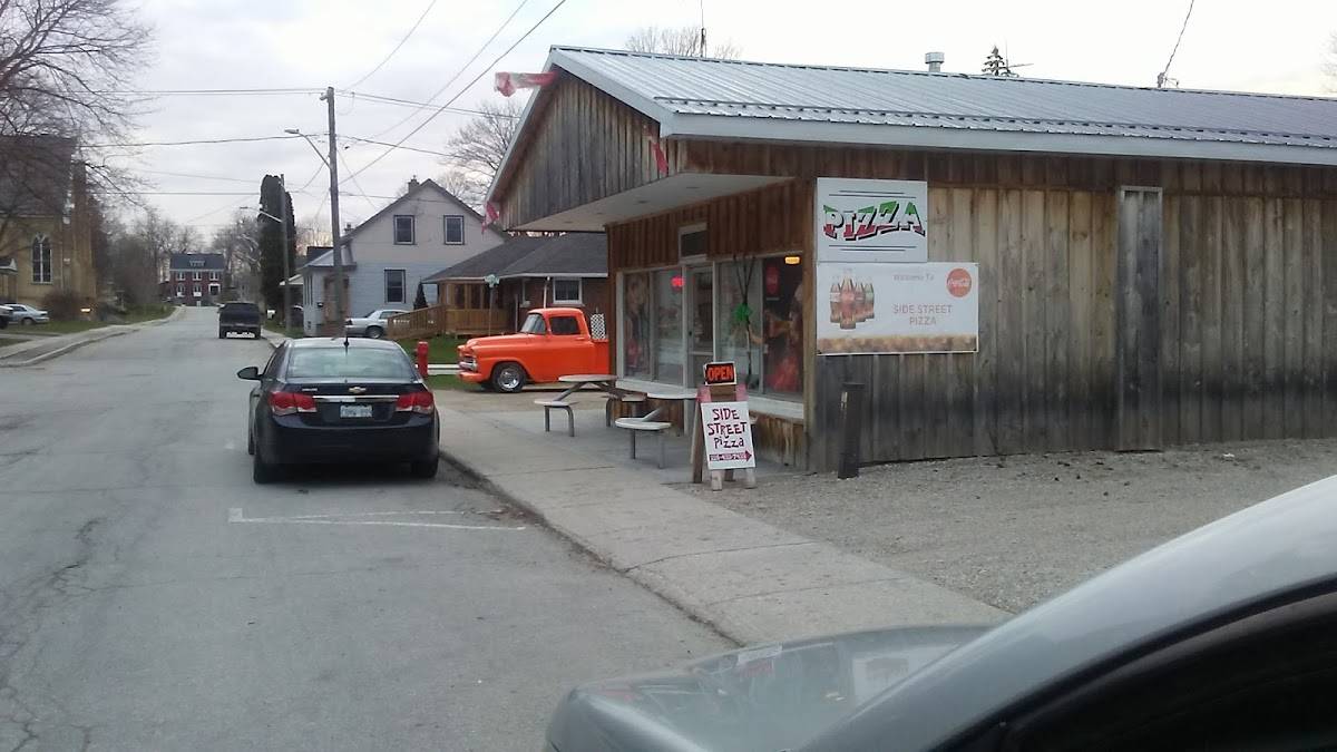 Menu at Side Street Pizza restaurant, Chesley