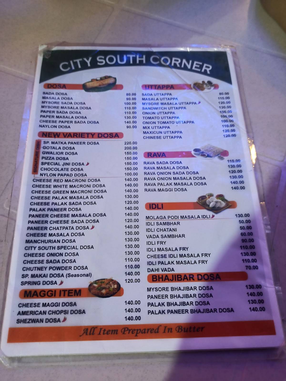 Menu at City South Corner, Vadodara, 1st