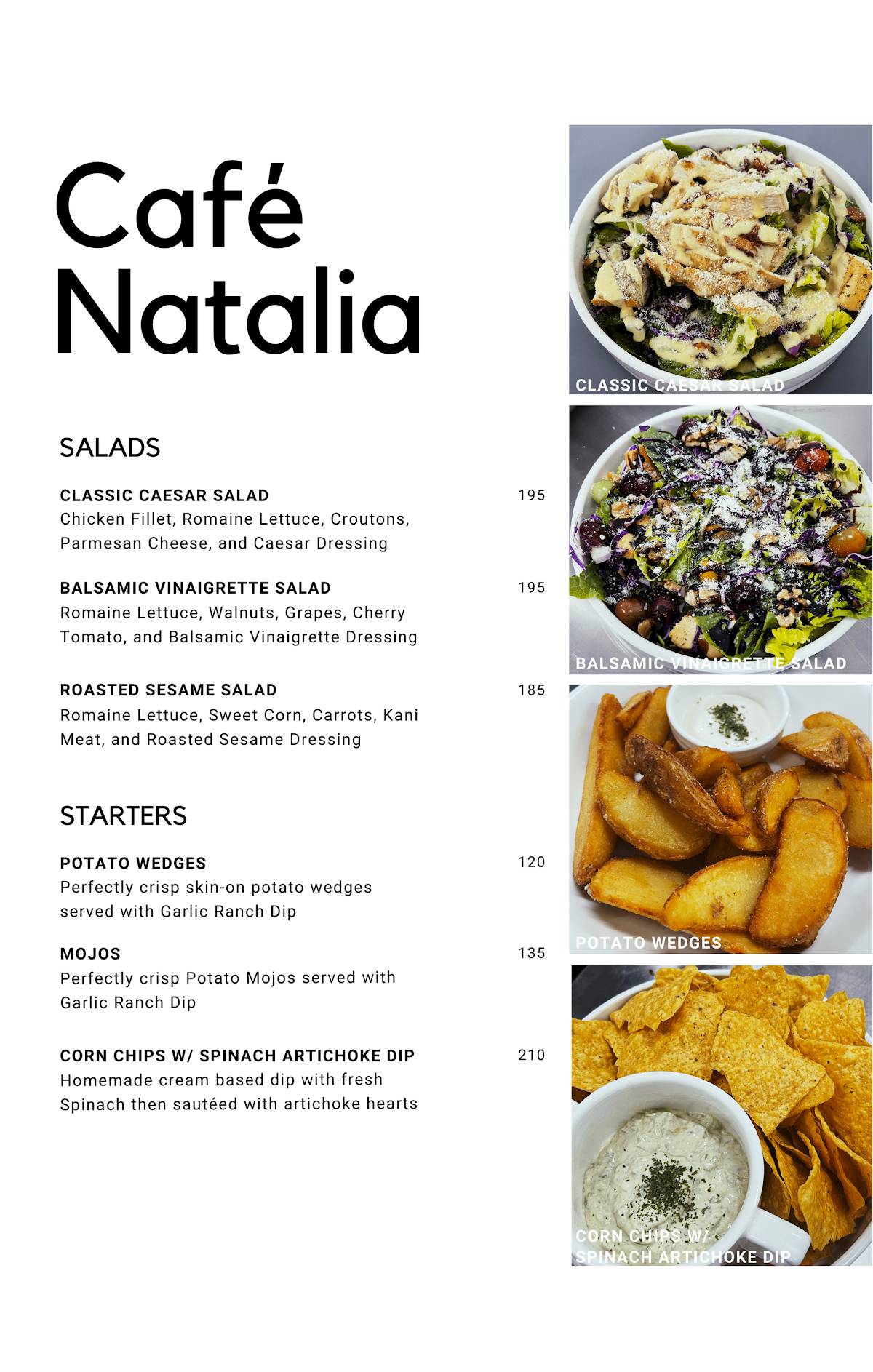 Menu at Café Natalia cafe, City of Balanga
