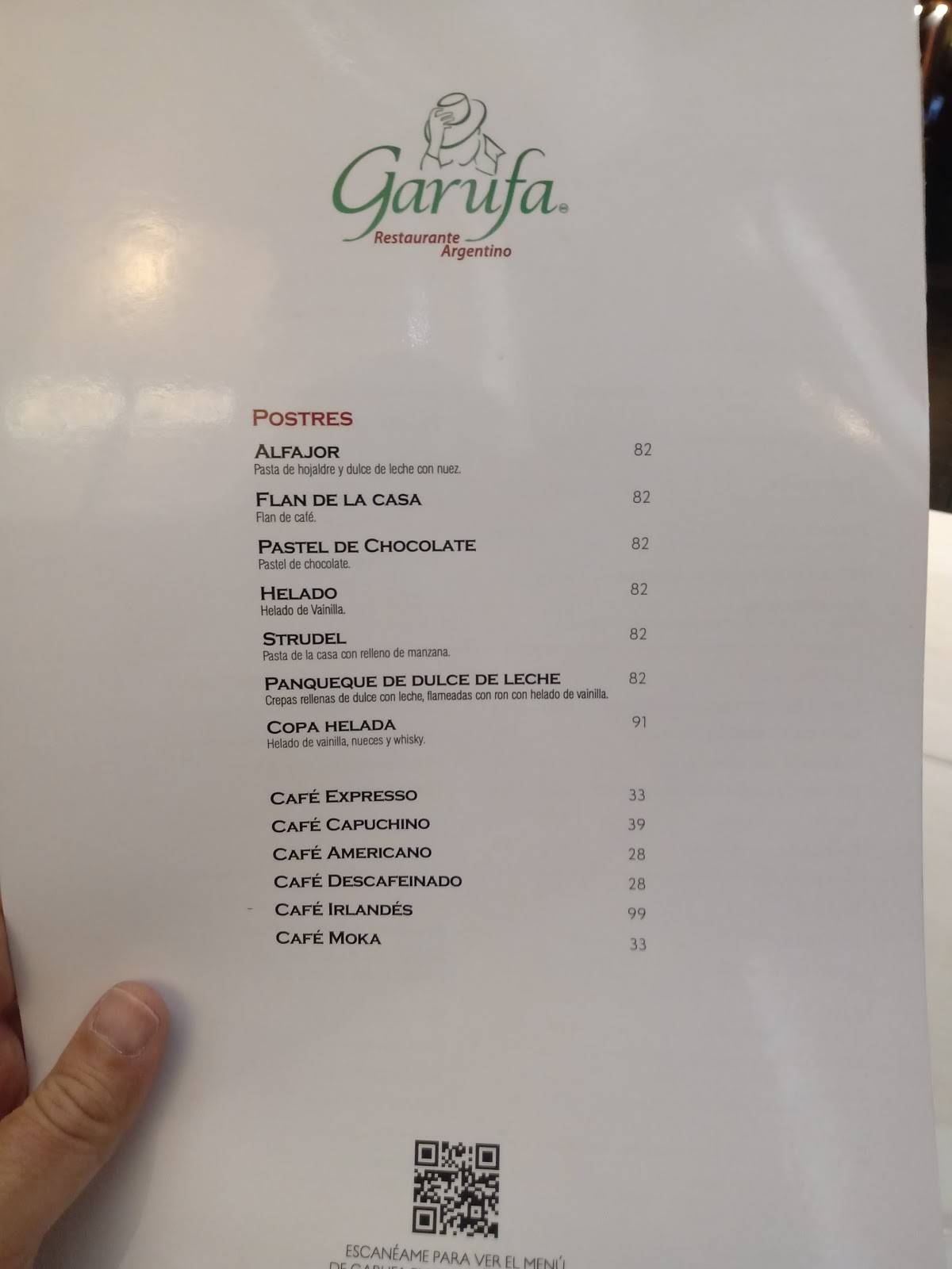 Carta de Garufa Restaurante Argentino - Cd. Juárez, Ciudad Juarez