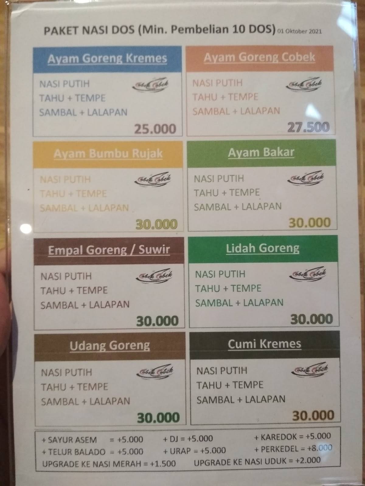 Menu at Cobek Cobek Boulevard restaurant, Makassar, Jl. Boulevard No.6