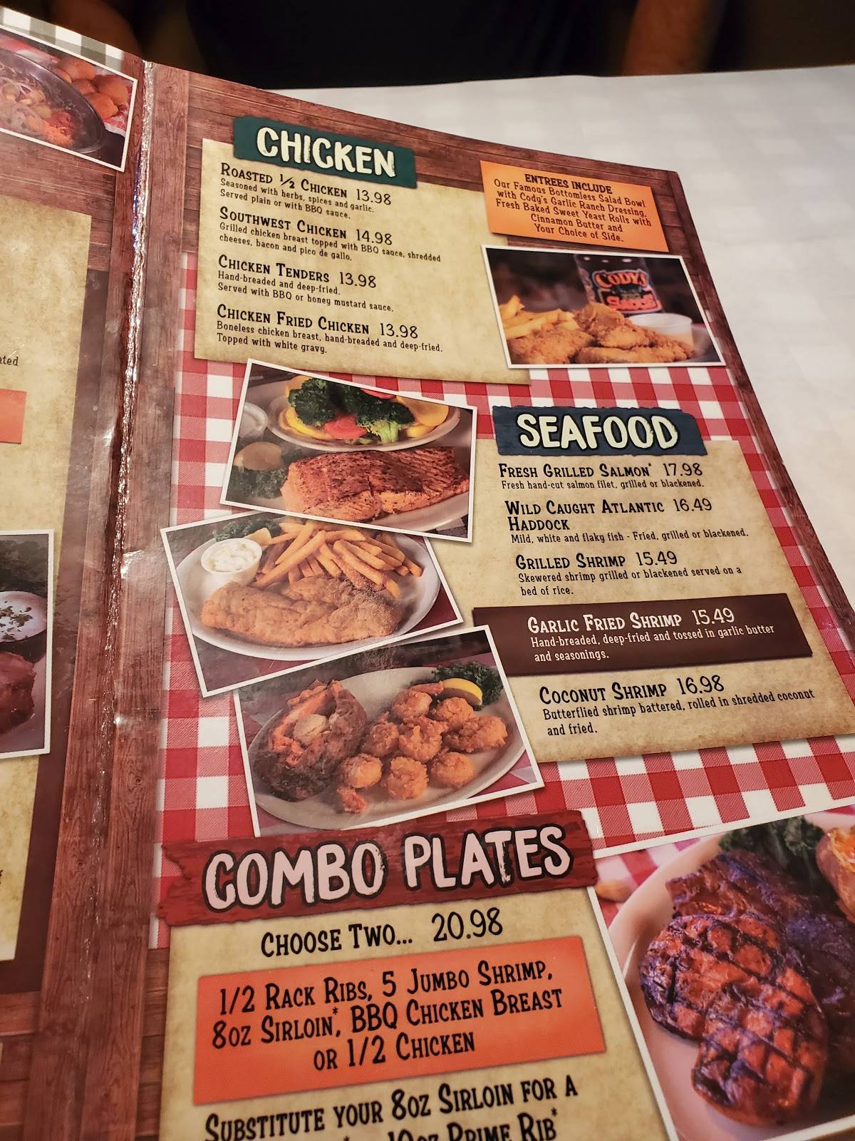 Menu at Cody's Original Roadhouse - Sebring pub & bar, Sebring