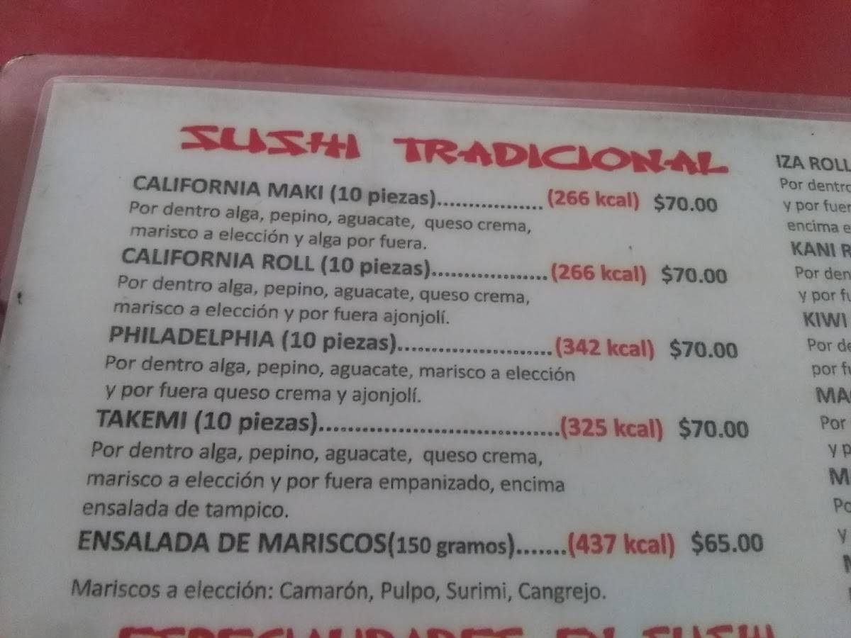 Carta del restaurante El Dragón del Colima, Colima